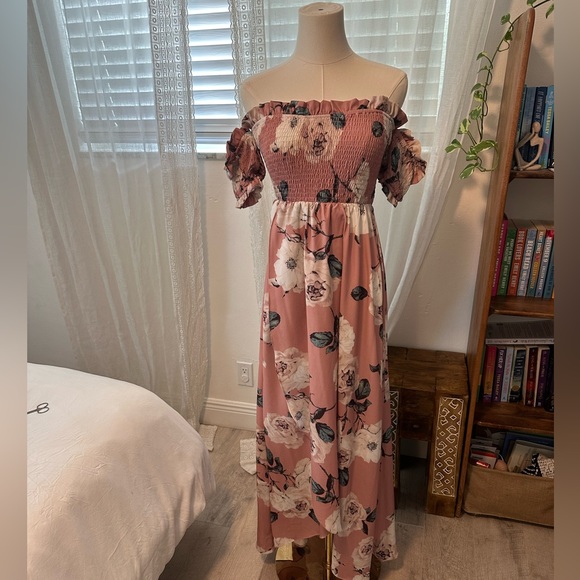 Angel Biba | Dresses | Angel Biba Rose Strapless Dress Pink With ...